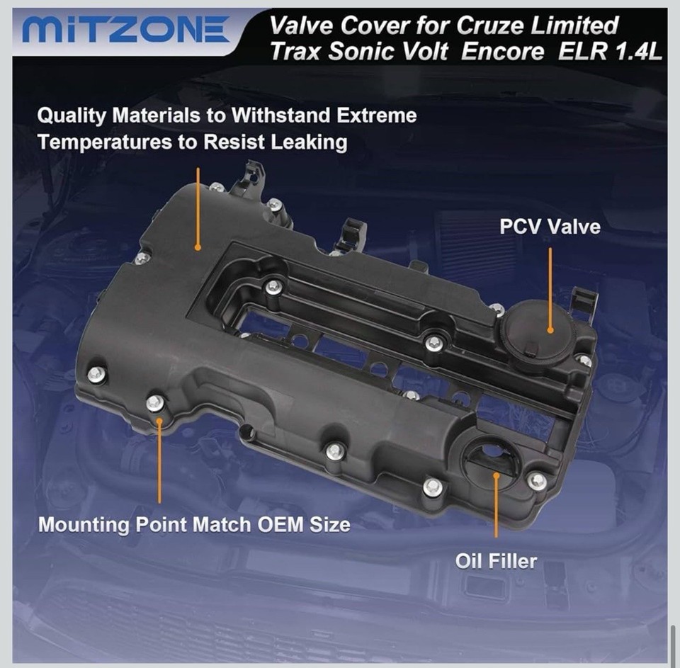 Engine Valve Cover Kit with Gasket Compatible with Chevy Cruze, Sonic ...