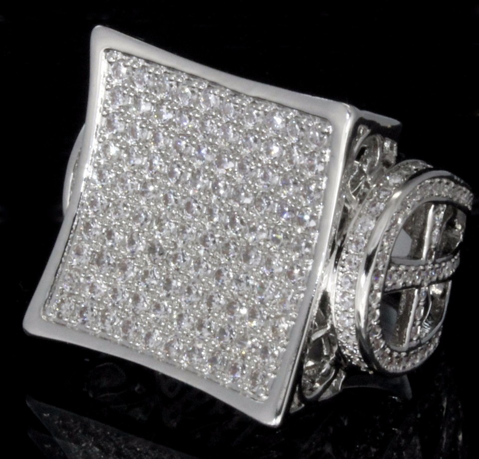 Mens Cubic Zirconia Pinky Ring Kite Design 18k Gold Plated Cz Rapper ...