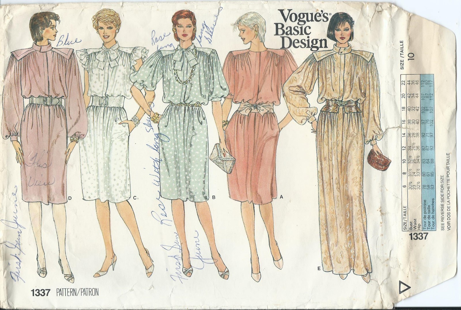 Vogue 1337 sewing pattern A-line DRESS shoulder yokes & chic sleeves ...