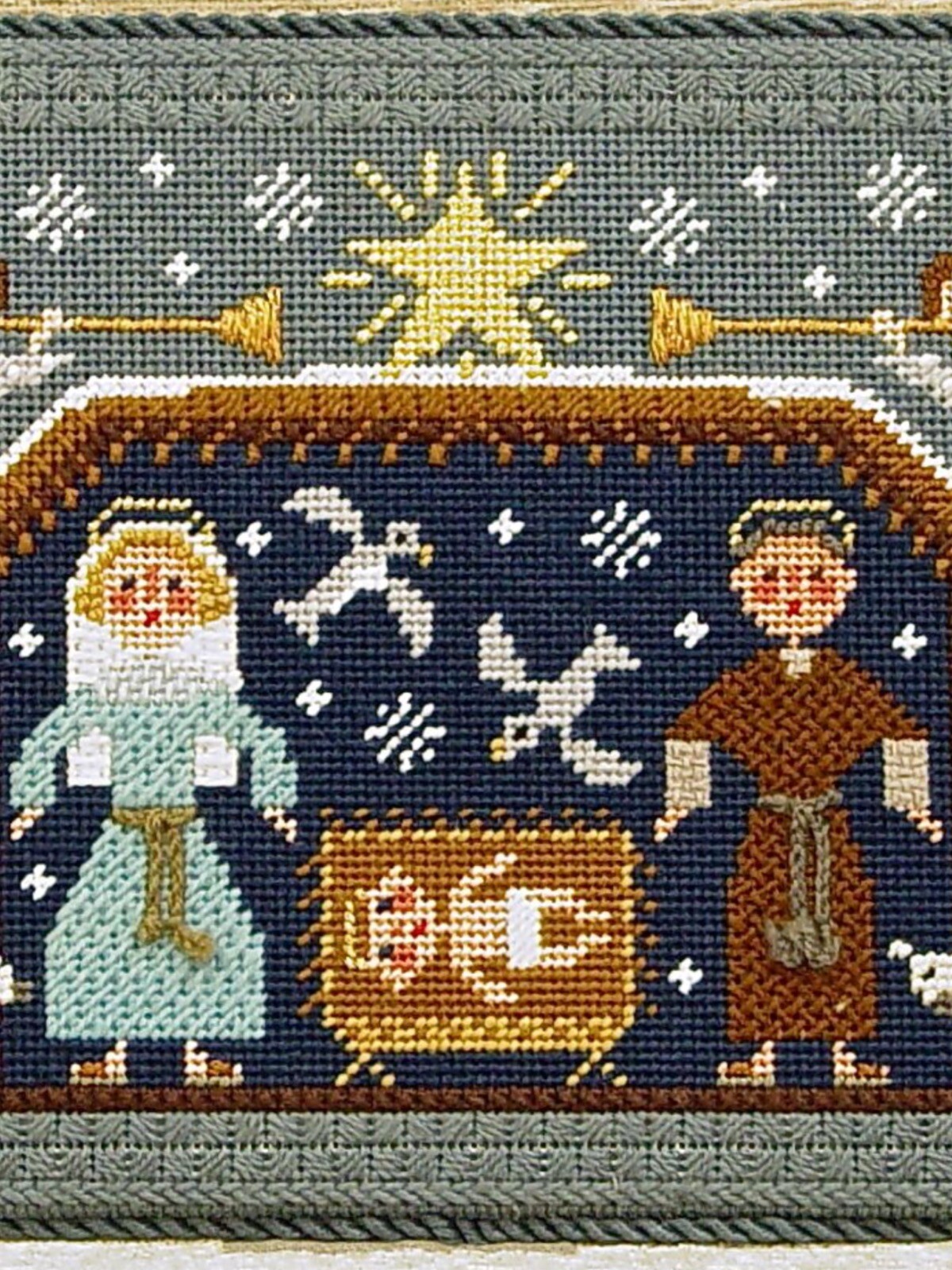 Birds Of A Feather BF222 JOYOUS CHRSTMAS Nativity 13 Ct Handpainted ...