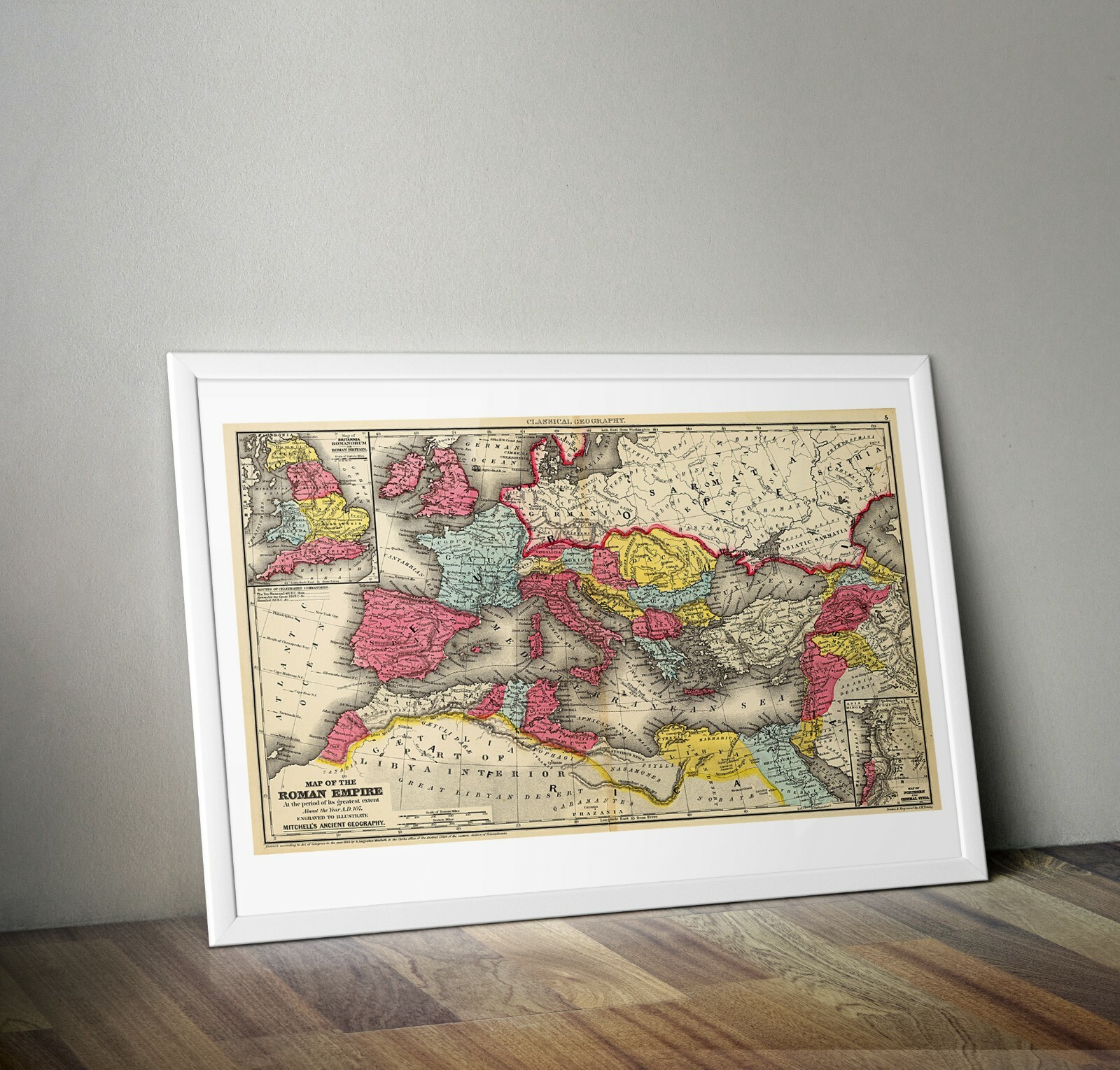 1875 Map of the Roman Empire - Wall Art Work Poster Print Decor Ancient ...