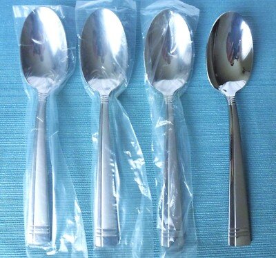 New Oneida AMSTERDAM Set of 4 Oval Soup Spoons Stainless Flatware (7 1/ ...