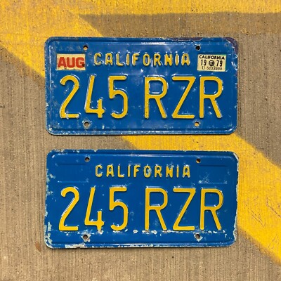 1970 California License Plate Pair Vintage 245 RZR YOM DMV Clear Ford ...