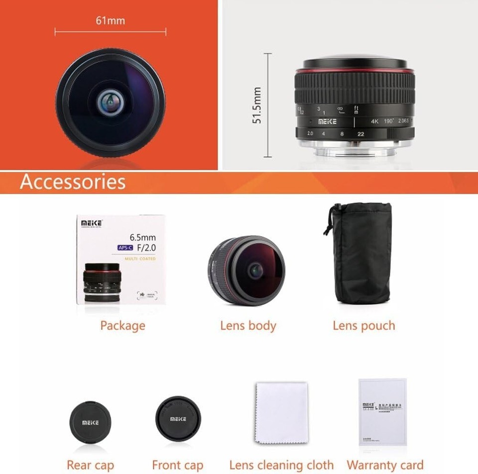 MEIKE MK-6.5mm F2.0 Fisheye Lens for Fujifilm X-Mount XPro1 XPro2 XE1 XM1 XA1XE2 | eBay