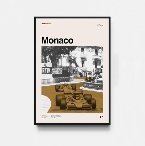 Monaco F1 Poster, Monaco Grand Prix Print, Formula 1 Poster, Midcentury ...