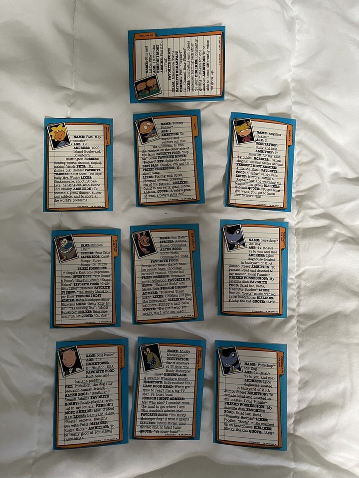 nickelodeon 1993 Sticker Card lot Of 10 NM, Doug, Ren, Phil & Lil ...