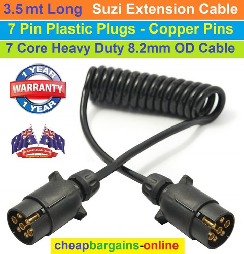 12V 24V SUZI EXTENSION CABLE SUZY 7 PIN PLUGS 7 CORE H/D COILED 8.2 mm ...