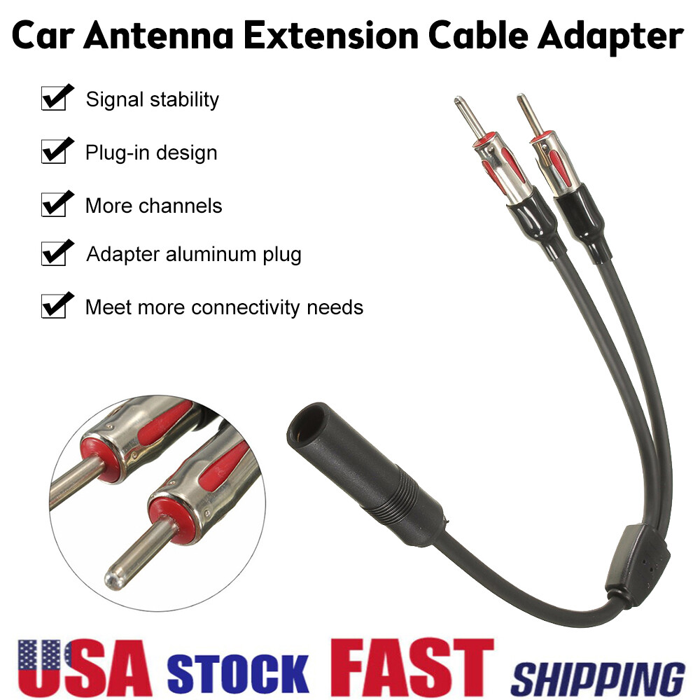 Car Antenna Cable Adapter Aluminum Plug In 1 Fit 2 Radio Antenna ...