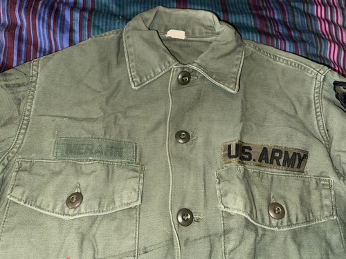 US Army OG 107 Green Sateen Shirt Vietnam War 1969 Date | eBay