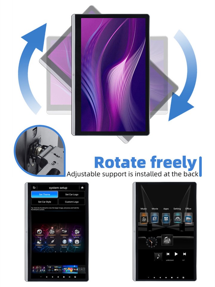 14'' Car Rear Headrest TV Monitor 2+32GB WIFI Bluetooth Rotatable ...