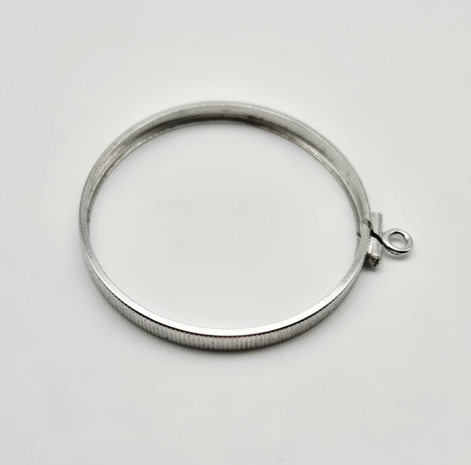 VTG Coin Bezel Round Reeded Edge Sterling Silver Soldered Bail w/ Screw ...