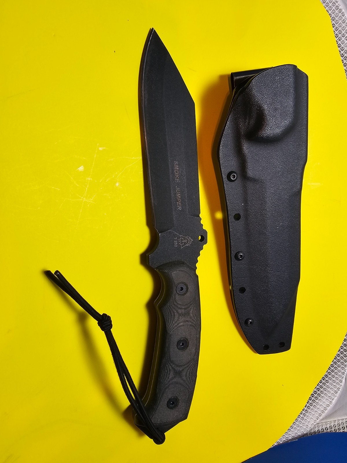Tops Knives USA Fixed Blade Smoke Jumper Knife. Kydex Sheath. 1095 ...