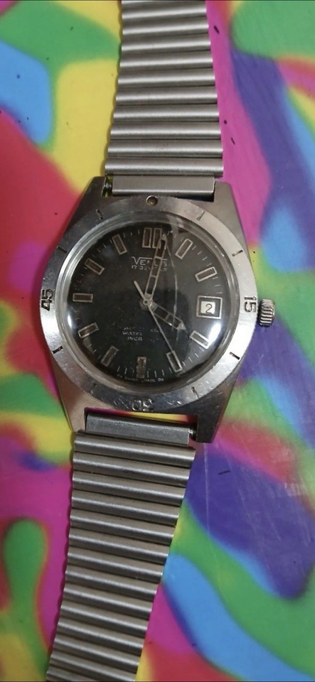 Venus Skin Diver Original Black Mirror Dial Incabloc 1960s Automatic ...