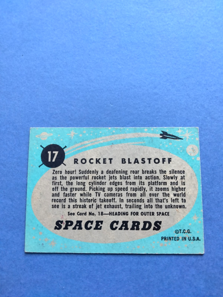 SPACE CARDS #17 Topps 1957 T.C.G. BLUE BACK card TARGET MOON ROCKET ...