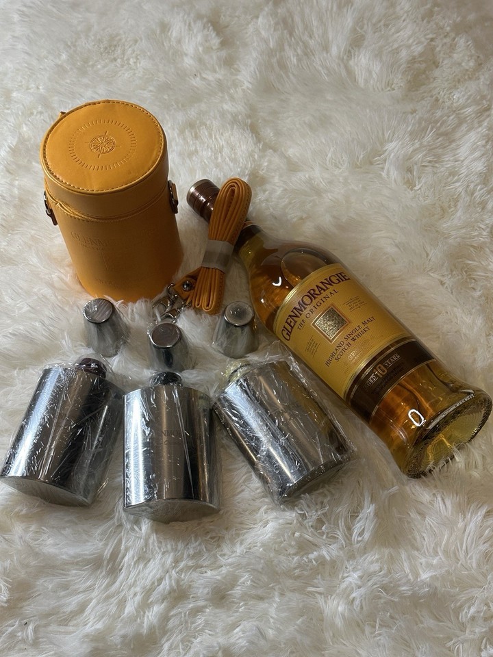 Glenmorangie Triple Hip Flask Gift Set. Leather. Stainless Steel. New ...