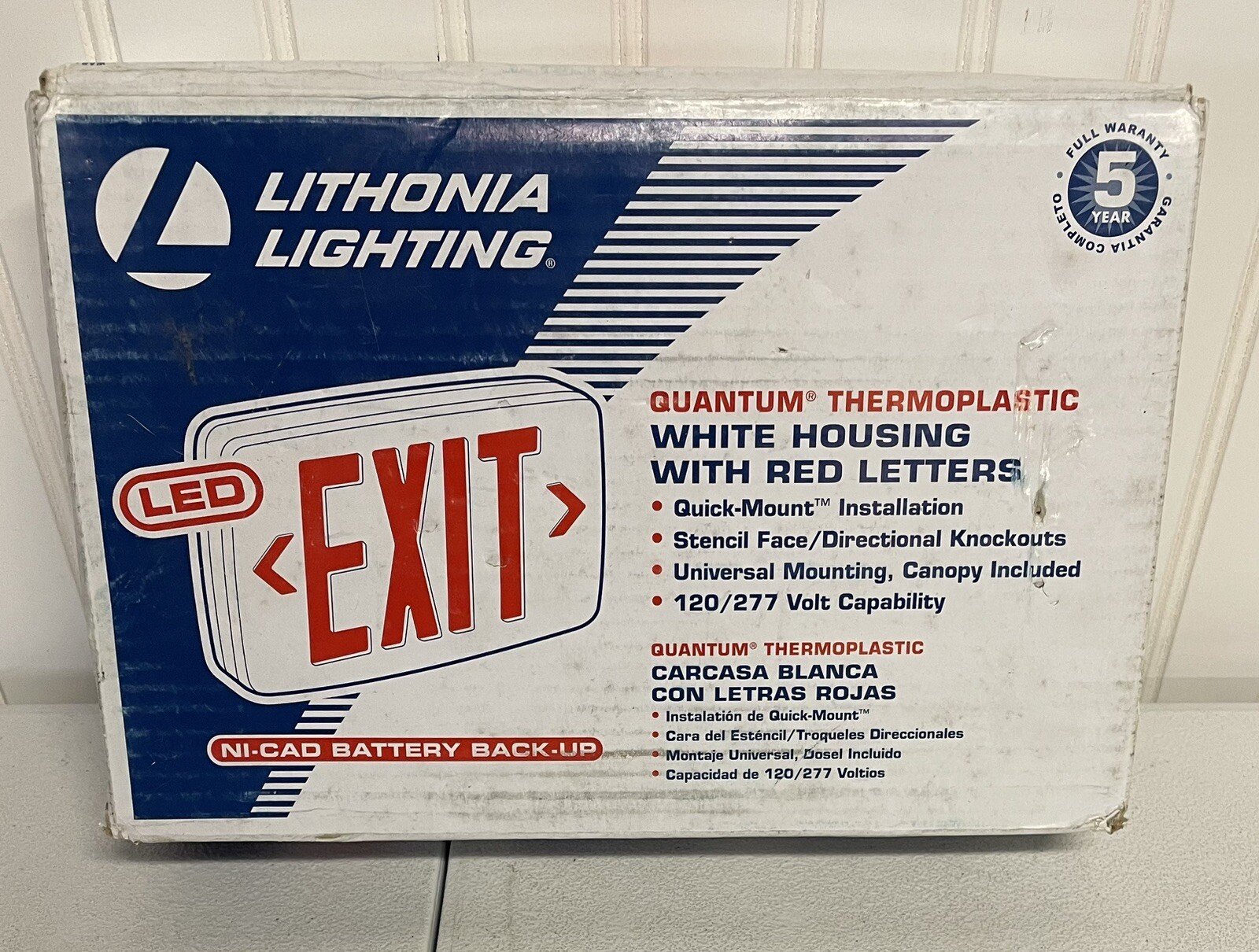 Lithonia Lighting LED White and Red Exit Sign W/ Back Up EXR LED EL M6 ...