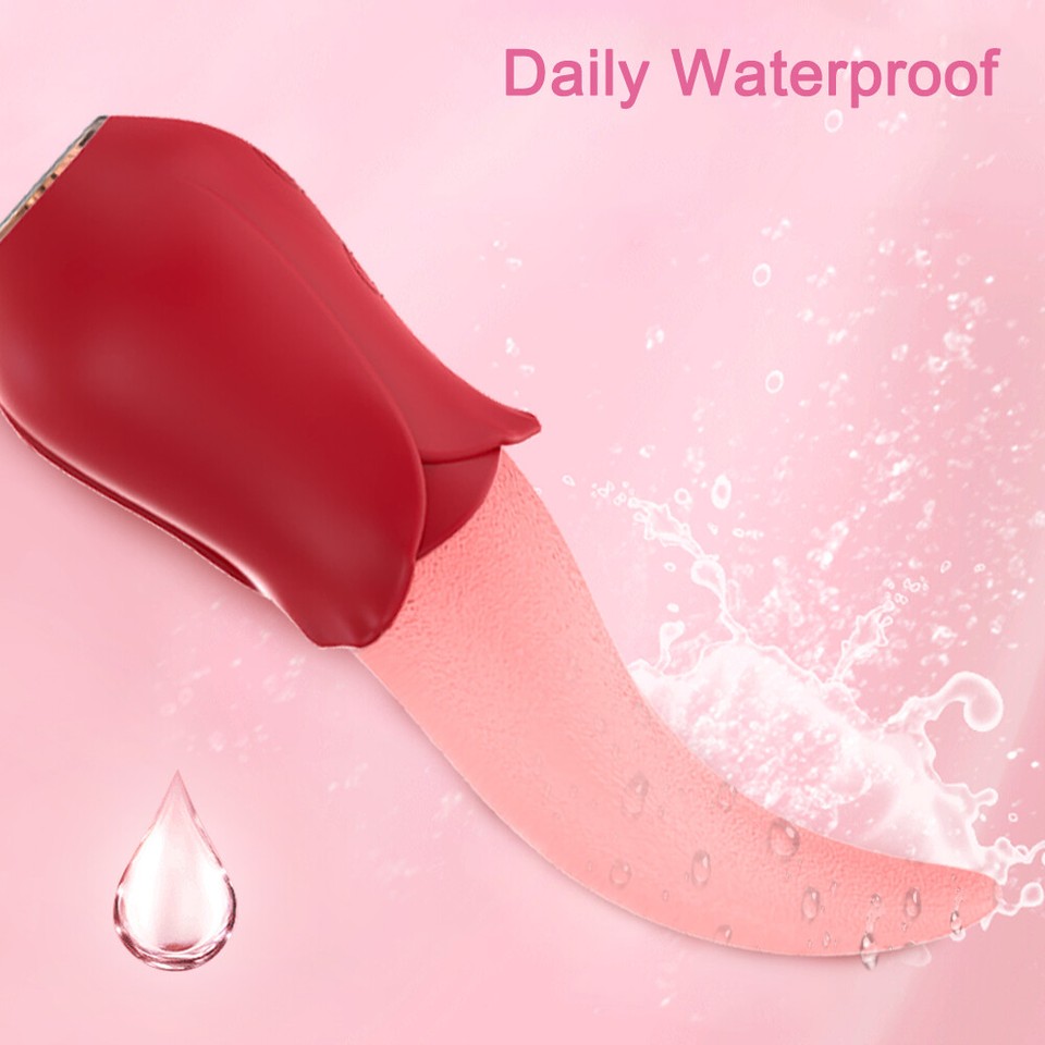 Waterproof Tongue Oral Clit Licking Rose Vibrator G-Spot Dildo Sex Toy ...