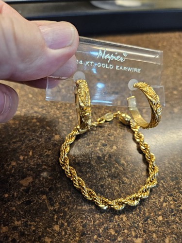 Vintage Napier Costume Jewelry Beautiful Bracelet and 14k Gold Prong ...