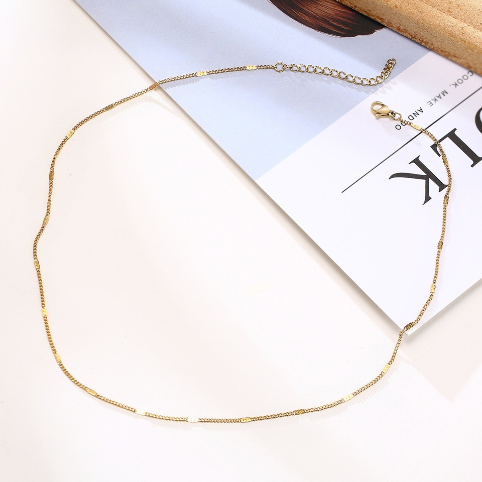 Titanium Steel Simple Thin Long Chain Women Necklace Lucky Jewelry ...