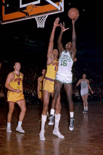 Tom Sanders Of The Boston Celtics Shoots The Ball 1964 Old Basketball ...