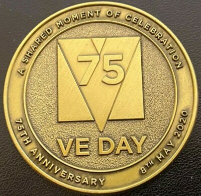 VE DAY 75th ANNIVERSARY 1945-2020 Commemorative Medal Coin Antique Gold ...
