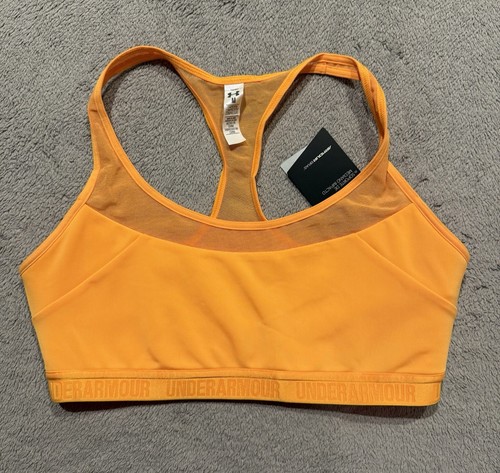 Under Armour Sports Bra Medium Orange Compression Mid-Impact Support ...