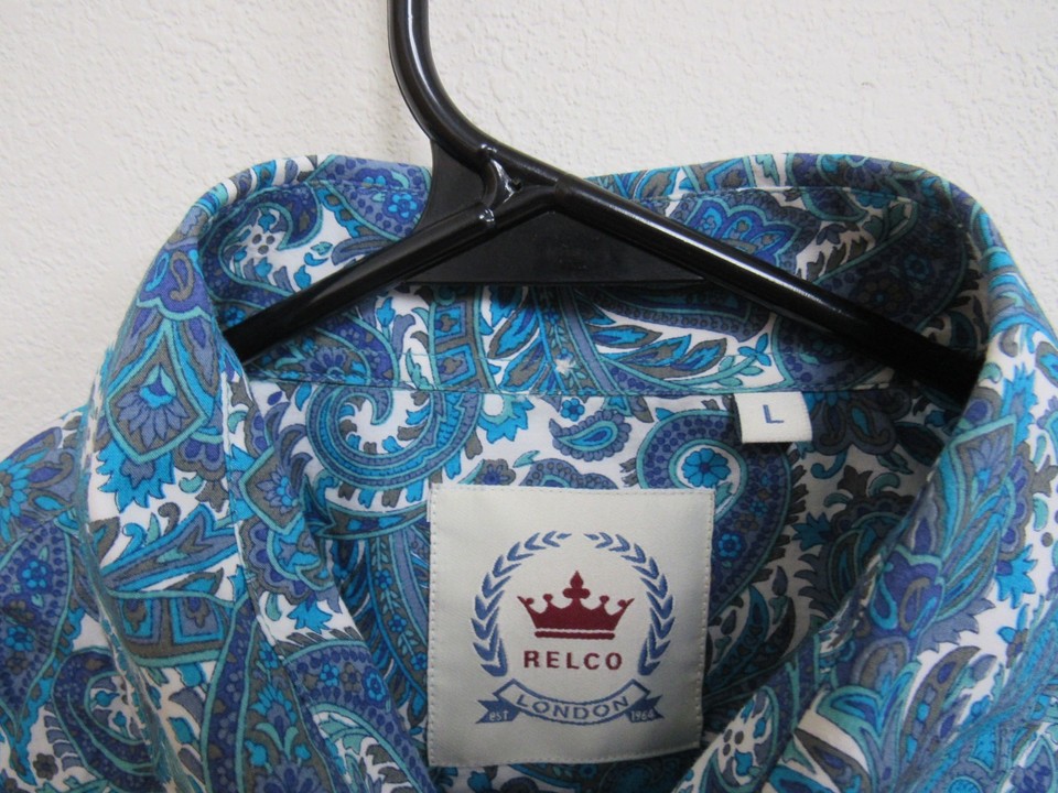 Relco London Multicolor Paisley Long Sleeve Button-Up Shirt Large | eBay