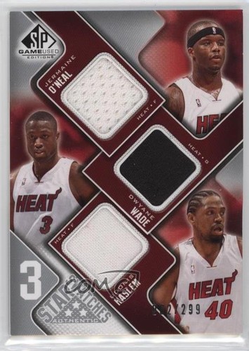 2009 SP Game Used 3 Star Swatches Jermaine O'Neal Dwyane Wade Udonis ...