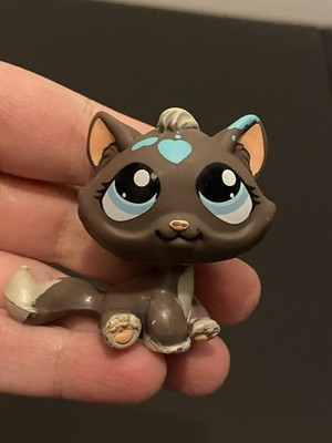 Littlest Pet Shop LPS #815 Brown Grey Bon Bon Kitten Cat Blue Paint ...