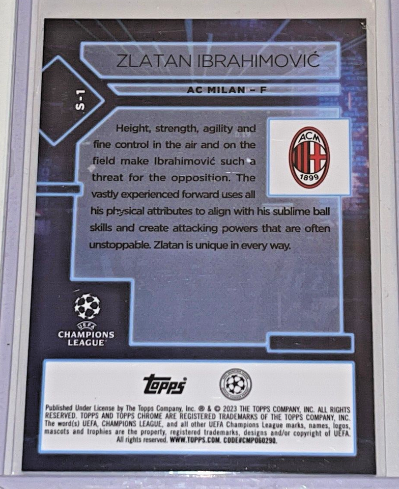 RARE ZLATAN IBRAHIMOVIC SPECIMEN CARD 2023 TOPPS CHROME UEFA CHAMPIONS ...
