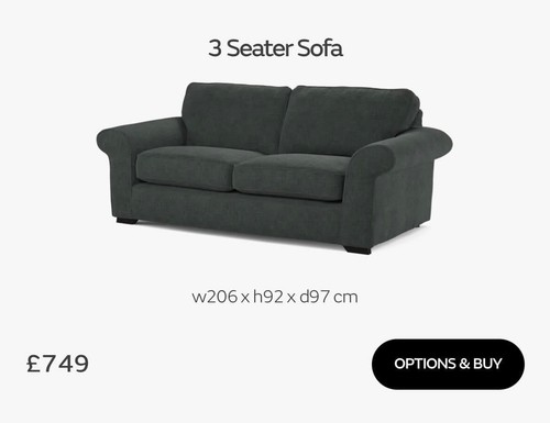 Sofology Ashford Charcoal Grey Fabric 3 Seater Sofa & Armchair + Stool RRP £1487 | eBay UK