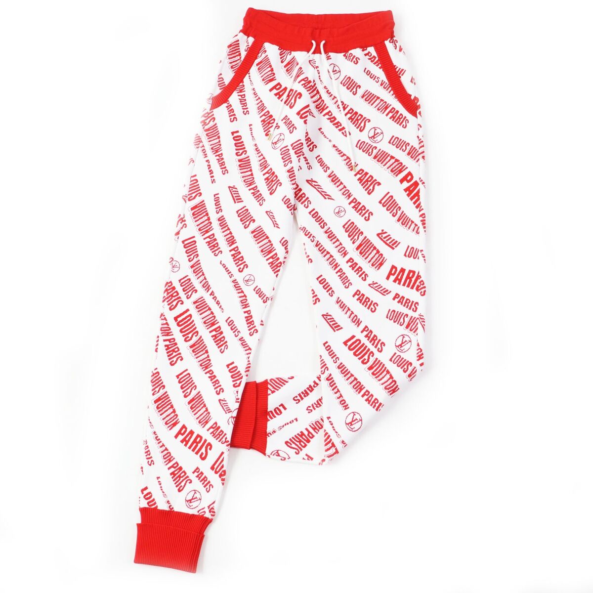 LOUIS VUITTON RW212B IT1 FLKP97 Jogging Pants XS Red X White LOUIS VUITTON RW212B IT1 FLKP97 Jogging Pants XS Red X White
