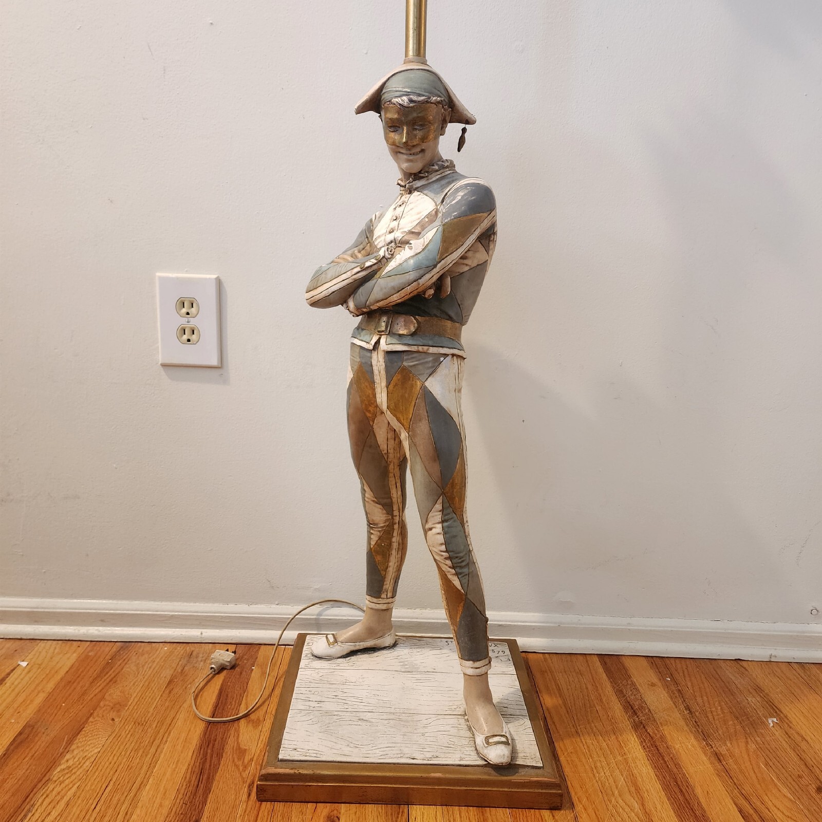 Vintage Turquoise Gold Marbro Harlequin Jester Lamp Mid Century St ...