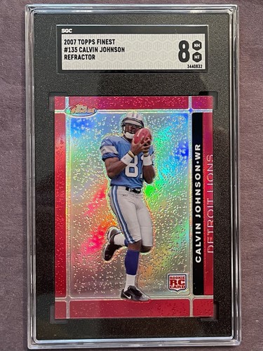 2007 Topps Finest #135 Calvin Johnson Refractor SGC 8 Rookie RC | eBay