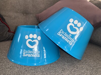 Two BLUE Spaniel Cocker Springer cockapoo Bowls No More Soggy Ears ...