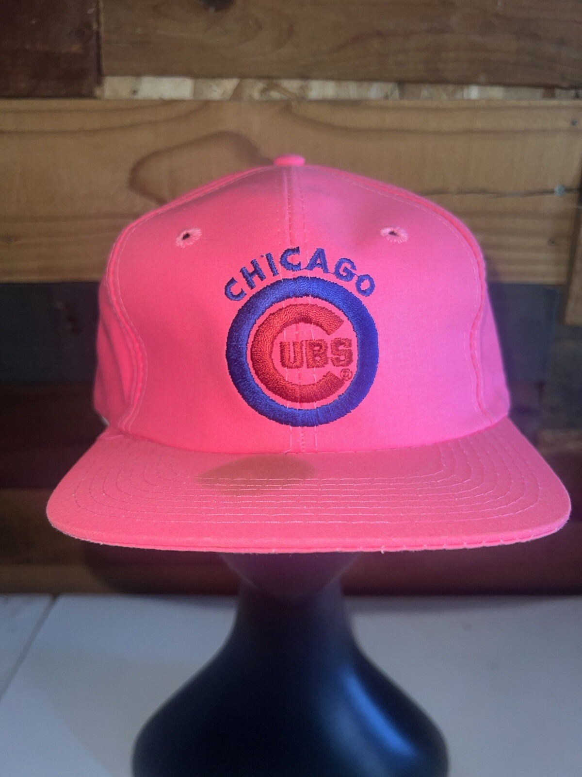 Vintage 80s Chicago Cubs MLB Baseball Hot Pink colore… - Gem