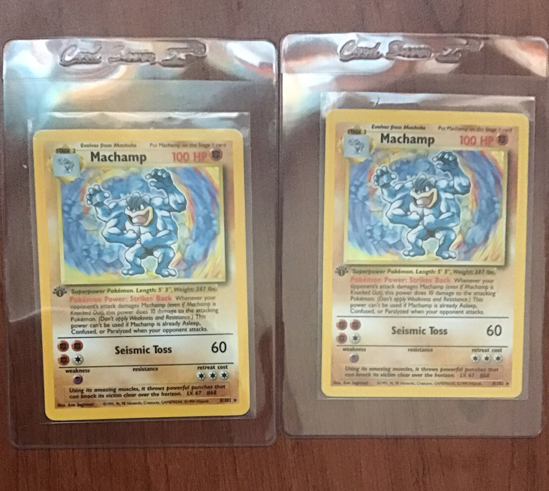 Two 1999 1st Edition Holographic Machamp Pokemon Cards Mint/Pristine ...