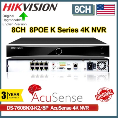 Hikvision 8CH AcuSense 4K NVR 8Channel Network Video Recorder DS ...