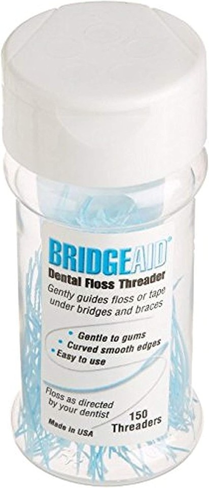 Dental Floss Threader Bottle 150 Unflavored Plastic for Bridges Braces ...