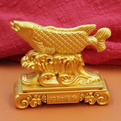 Feng Shui Wealth Arowana Fish Figurine Alloy Dragon Fish Statue Animal ...