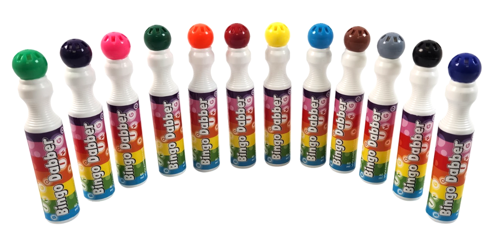 12 Bingo Dabbers Large Felt Markers Mixed Pens Ticket Dobbers Different ...