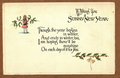 WISHING YOU A SUNNY NEW YEAR EMBOSSED VINTAGE POSTCARD - 1915 | eBay