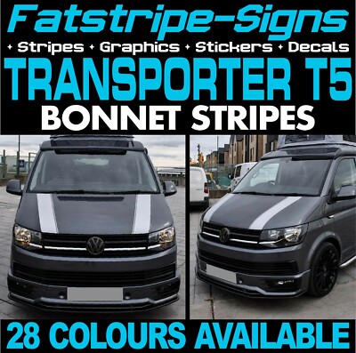 to fit VW TRANSPORTER T5 BONNET STRIPES STICKERS GRAPHICS DAY VAN ...