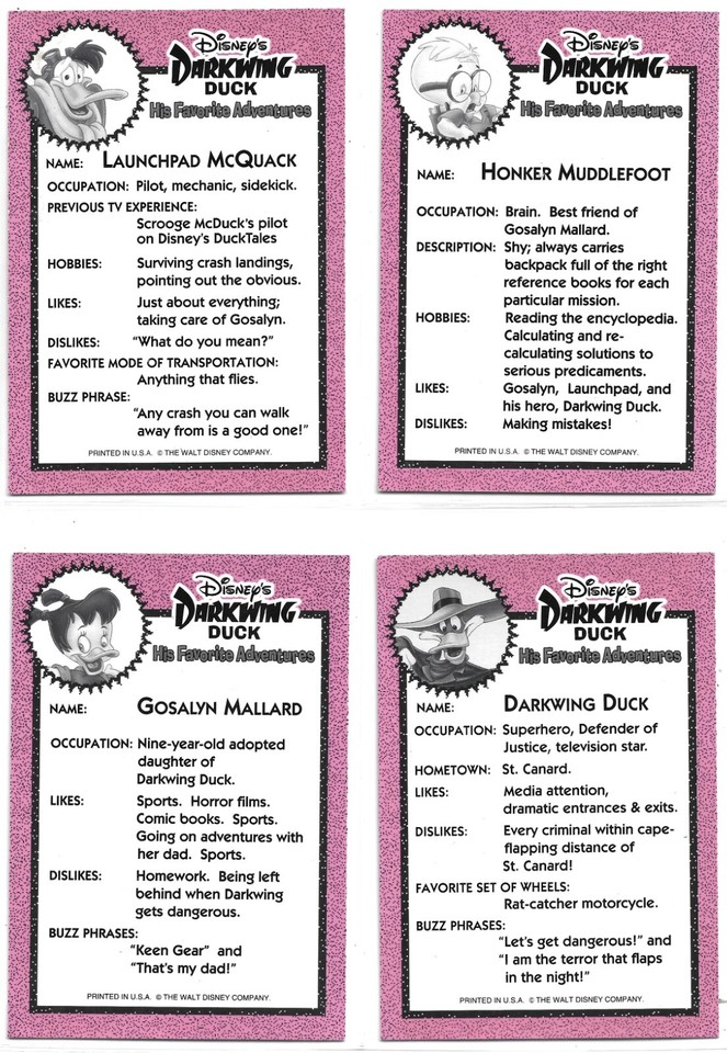 DARKWING DUCK PROMO CARD SET HIS FAVORITE ADVENTURES OS DISNEY 1993 | eBay