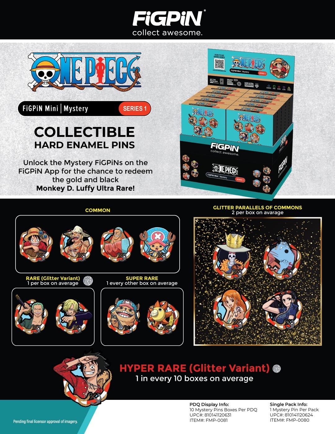 Figpin Mystery Mini One Piece Series 1 Case of 10 Mystery Enamel Pins ...