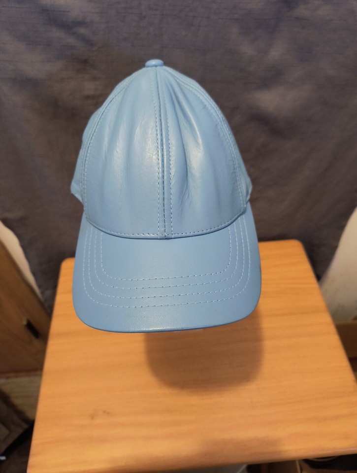Leather Cap Hat Baby Blue USA Lightweight | eBay