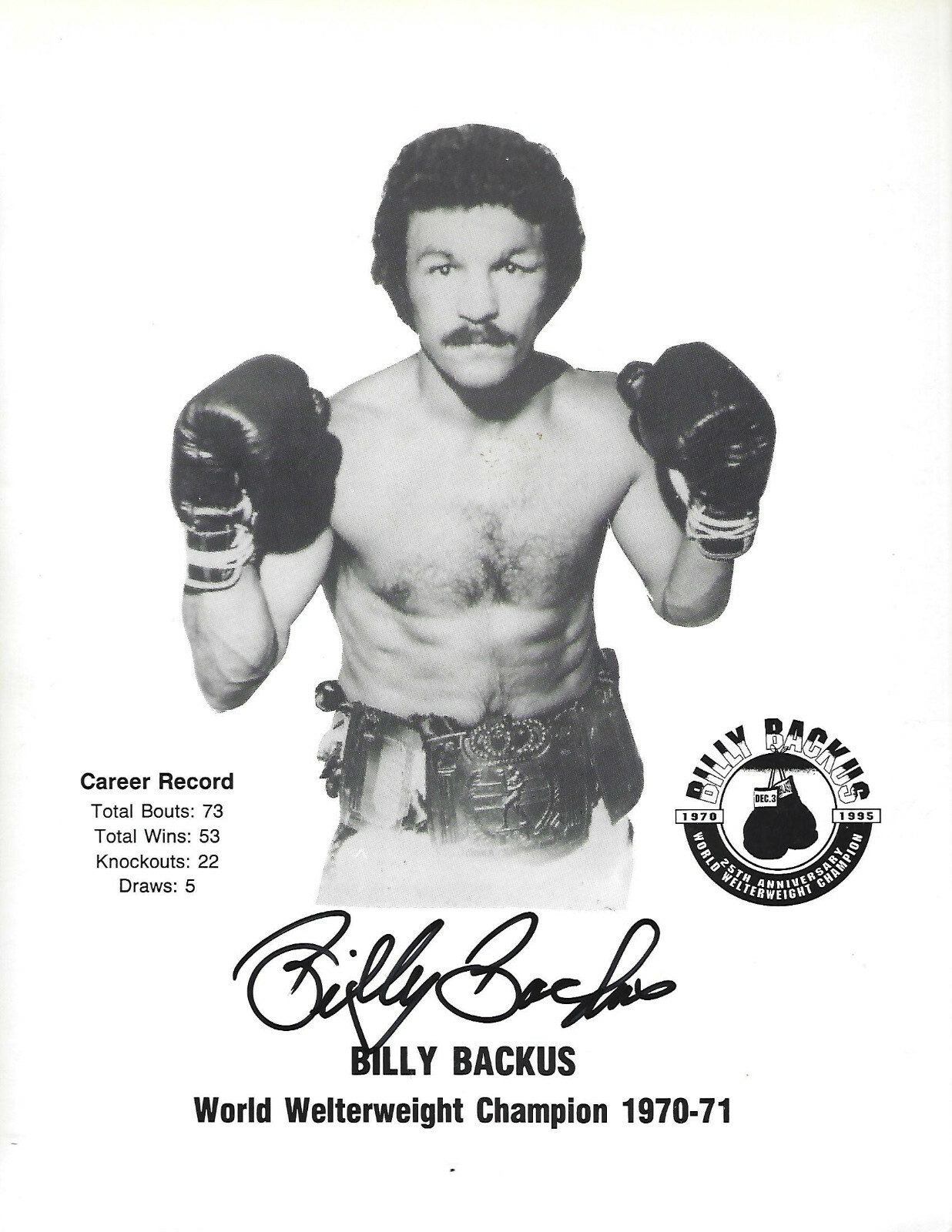 Billy Backus Autographed 8.5x11 Photo COA | eBay