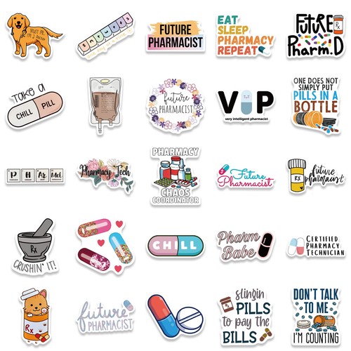 50pcs Vinyl Stickers Pharmacy Graffiti Decals for Laptop Luggage Guitar ...
