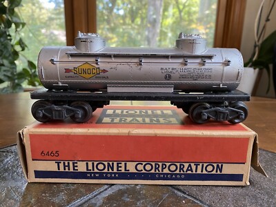 Vintage Lionel Railroad Postwar 6465 2 Dome Sunoco Tank Train Car w ...