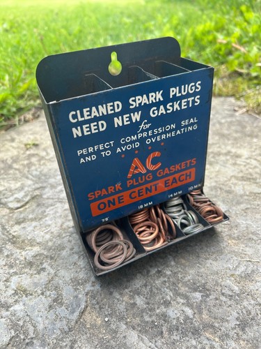 Vintage AC Spark Plug Display W Gaskets antique advertising motorcycle ...